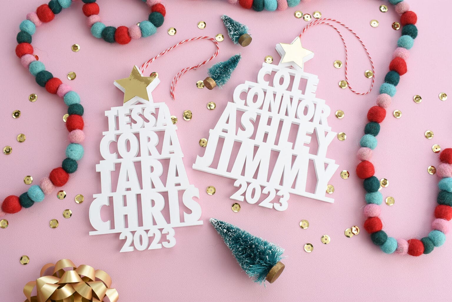 Personalized Family Christmas Tree Ornament with Cricut - Craftara Creates